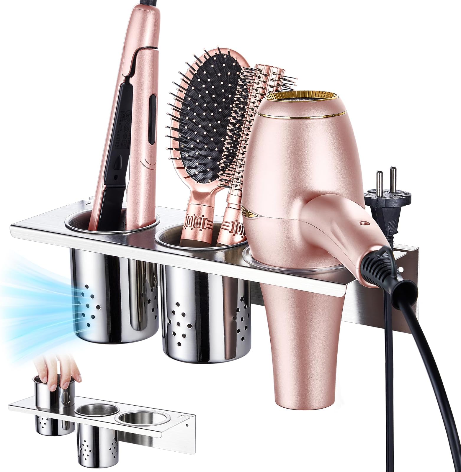 Amazon.com: SUTRAME Hair Dryer Holder, Wall Mounted Stainless Steel ...