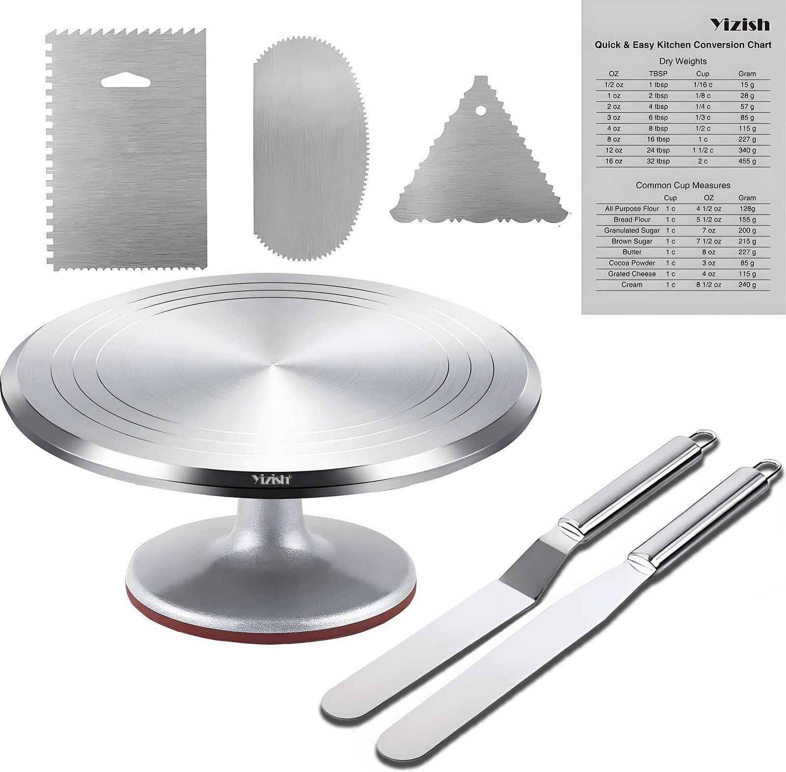 Cake Turntable Aluminum Alloy, Yizish 12 Inch Rotating Cake Stand ...