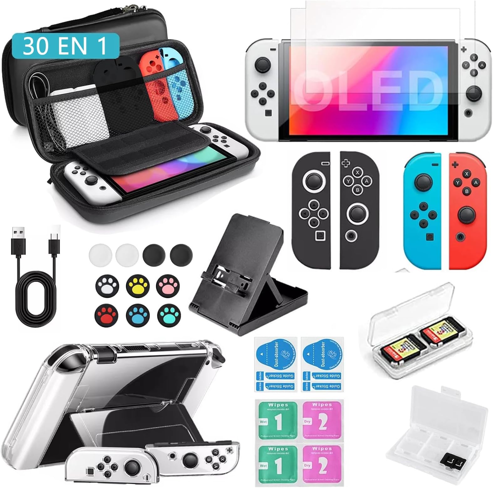 Fundas para Nintendo Switch OLED, 25 en1 Estuche Kit de Accesorios ...