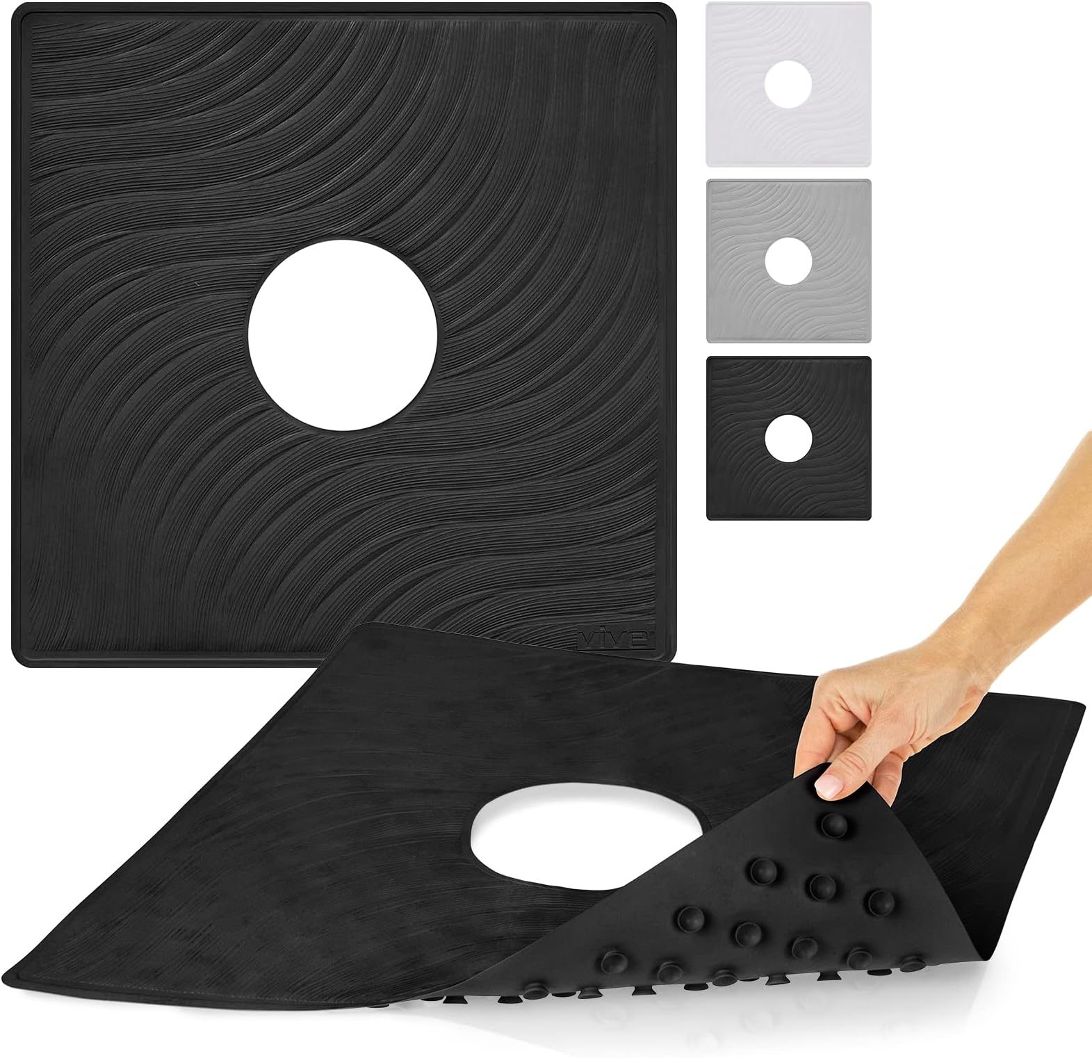 Amazon.com: Vive Shower Mat - 22" by 22" Square Non Slip Large Bath Mat ...