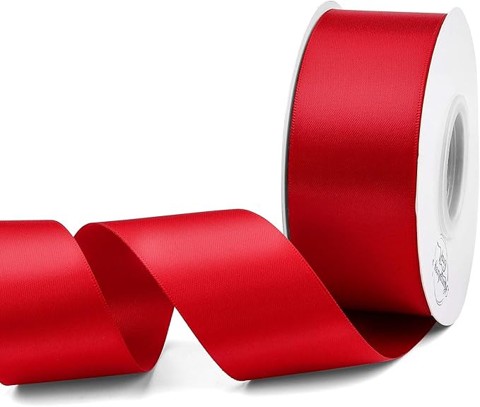 Amazon.com: Humphrey's Craft 1-1/2 Inch Red Satin Ribbon Double Faced ...