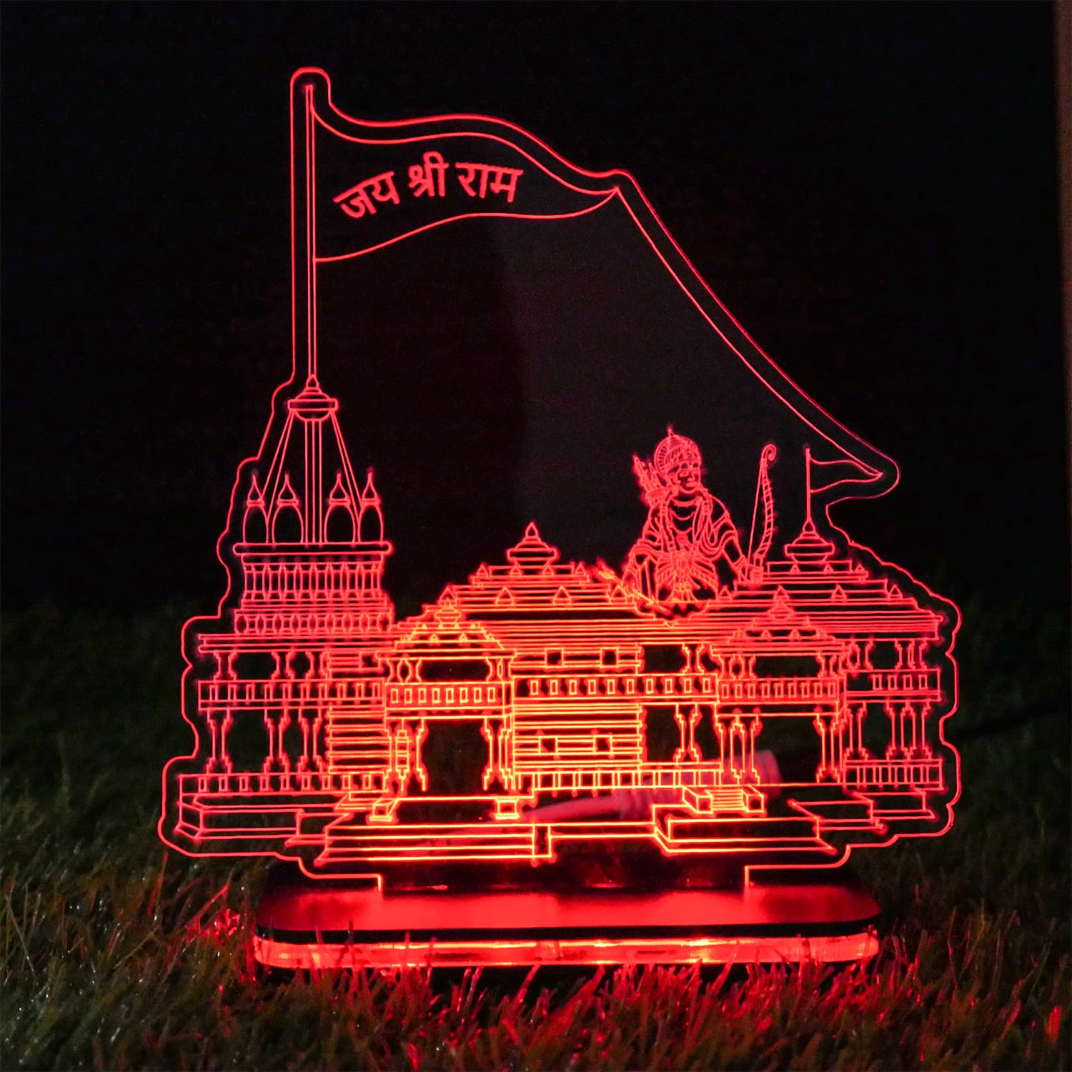 Buy StarLaser 3D Illusion Ayodhya Ram Mandir Night Lamp 16 Color ...