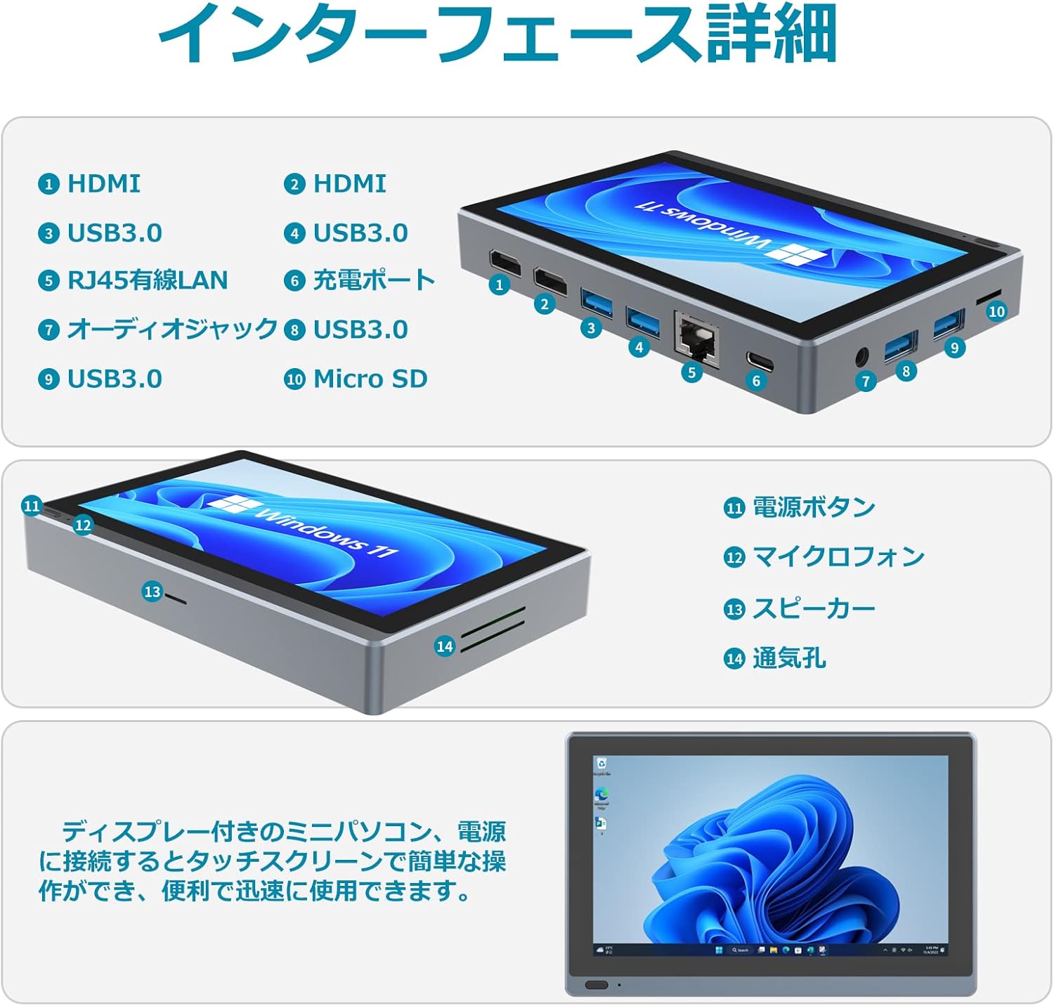 HigolePC Gole1 Pro Mini PC con pantalla de 5,5 pulgadas Windows 11 ...