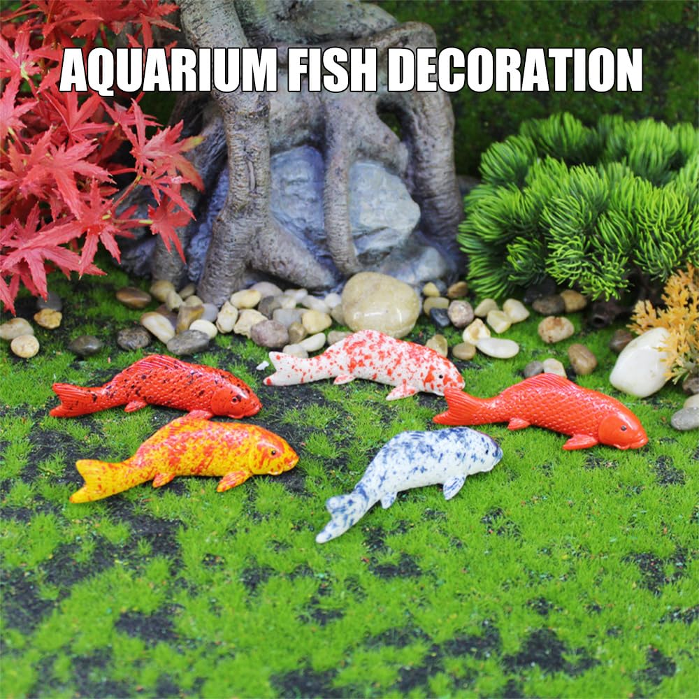 Muepuu 5 Pieces Artificial Floating Fish Statues Aquarium Goldfish Koi ...