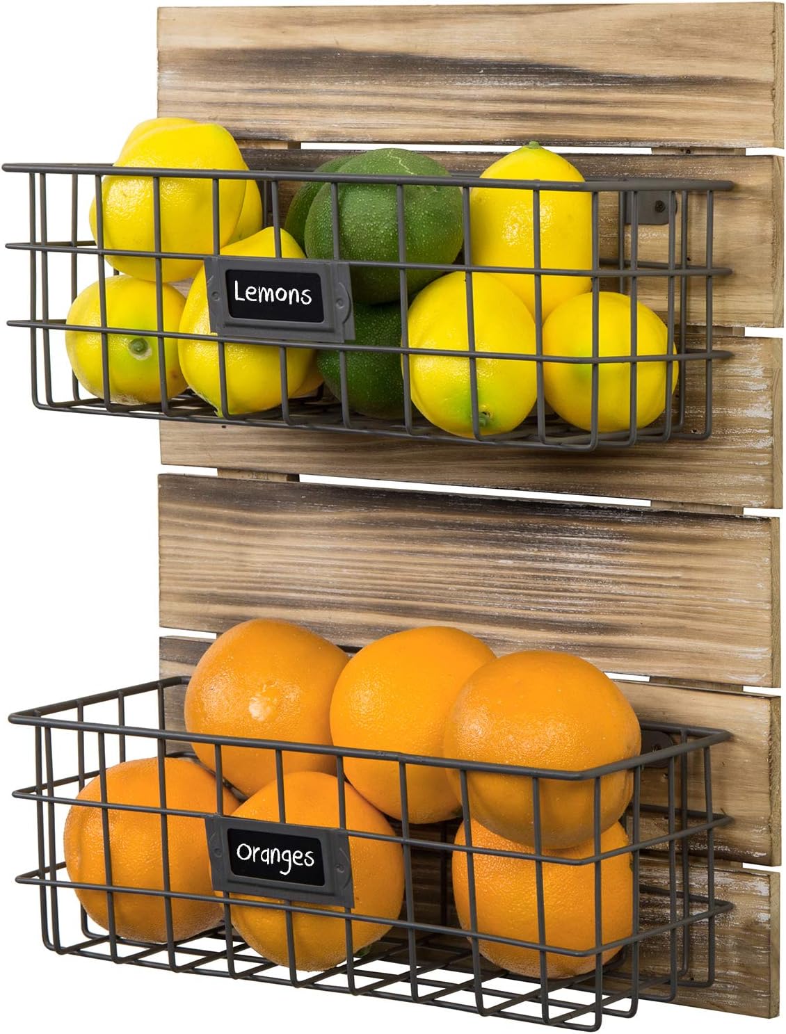 Amazon.com: MyGift Wall Mounted Black Metal Hanging Kitchen Basket ...