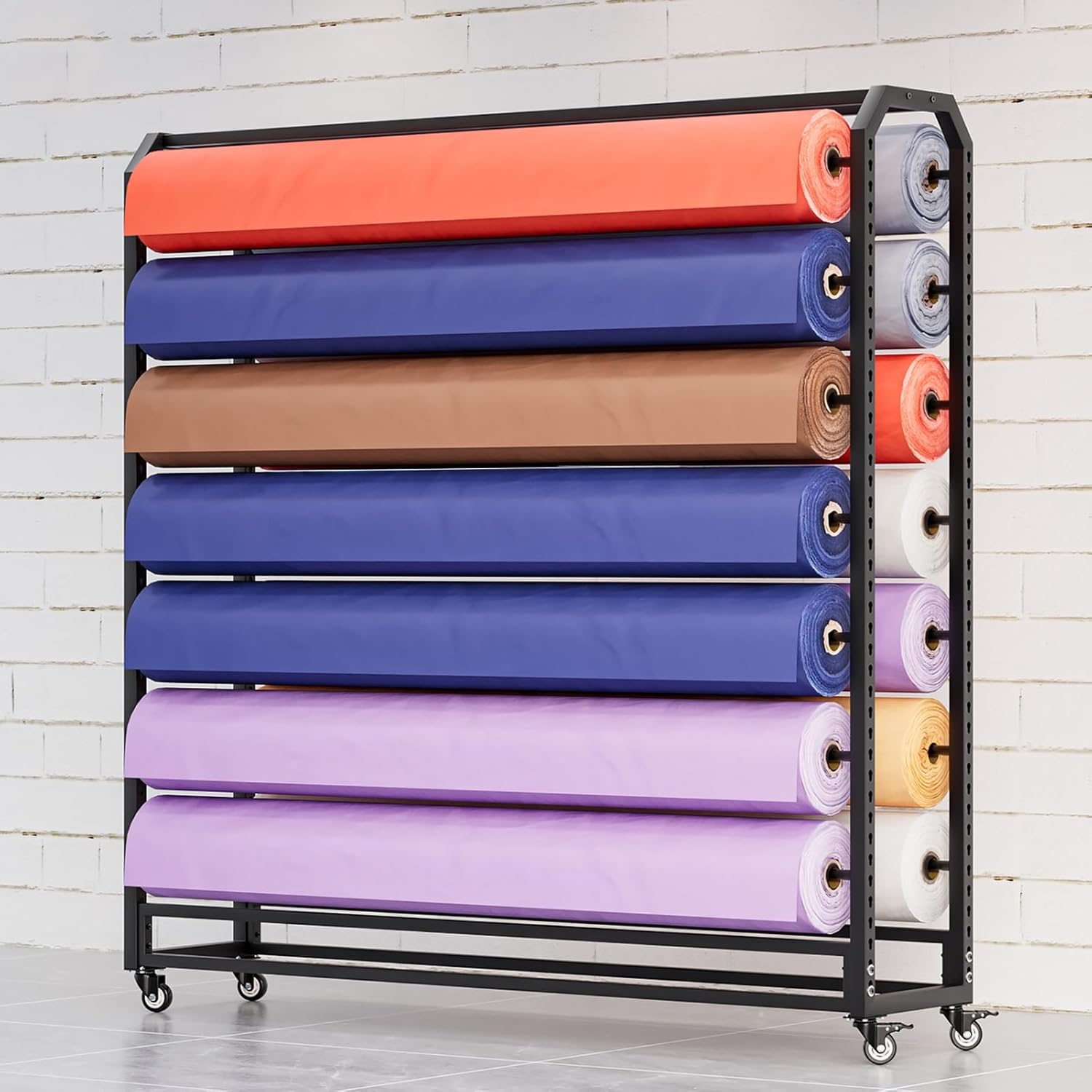 Amazon.com: Commercial Fabric Roll Storage Rack with Adjustable Hanging ...