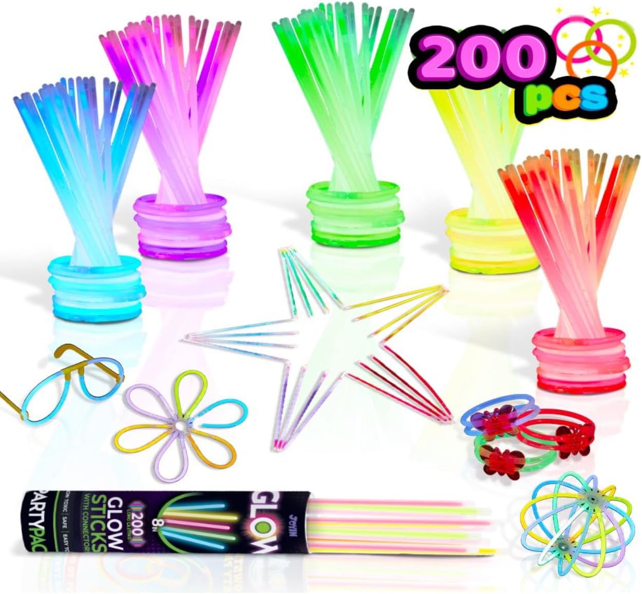 JOYIN 436 Pcs Glow Sticks Bulk Party Pack, 8 Inch Glow in the Dark ...