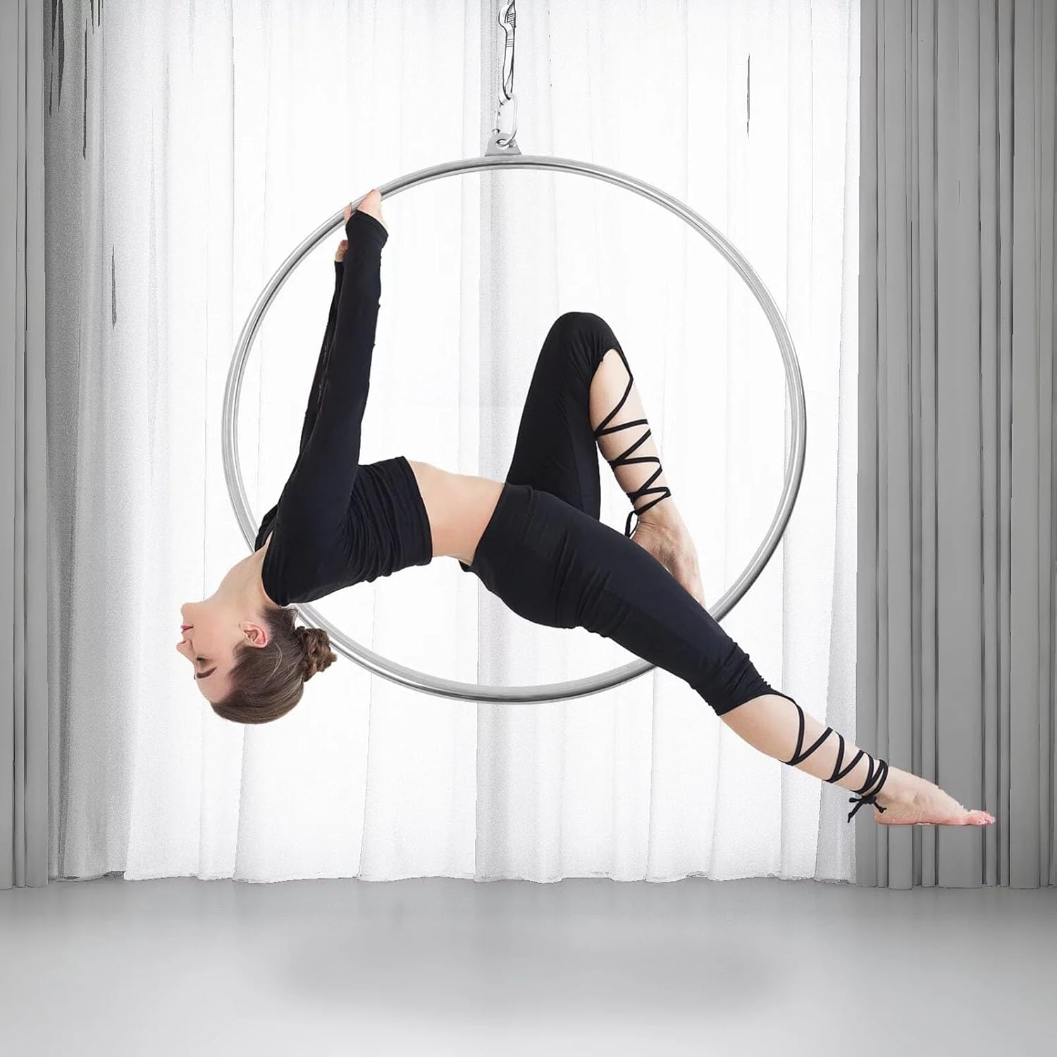 Aerial Hoop Aerial Lyra Hoop Ring w/Complete Rigging Hardware, 80/85/90 ...