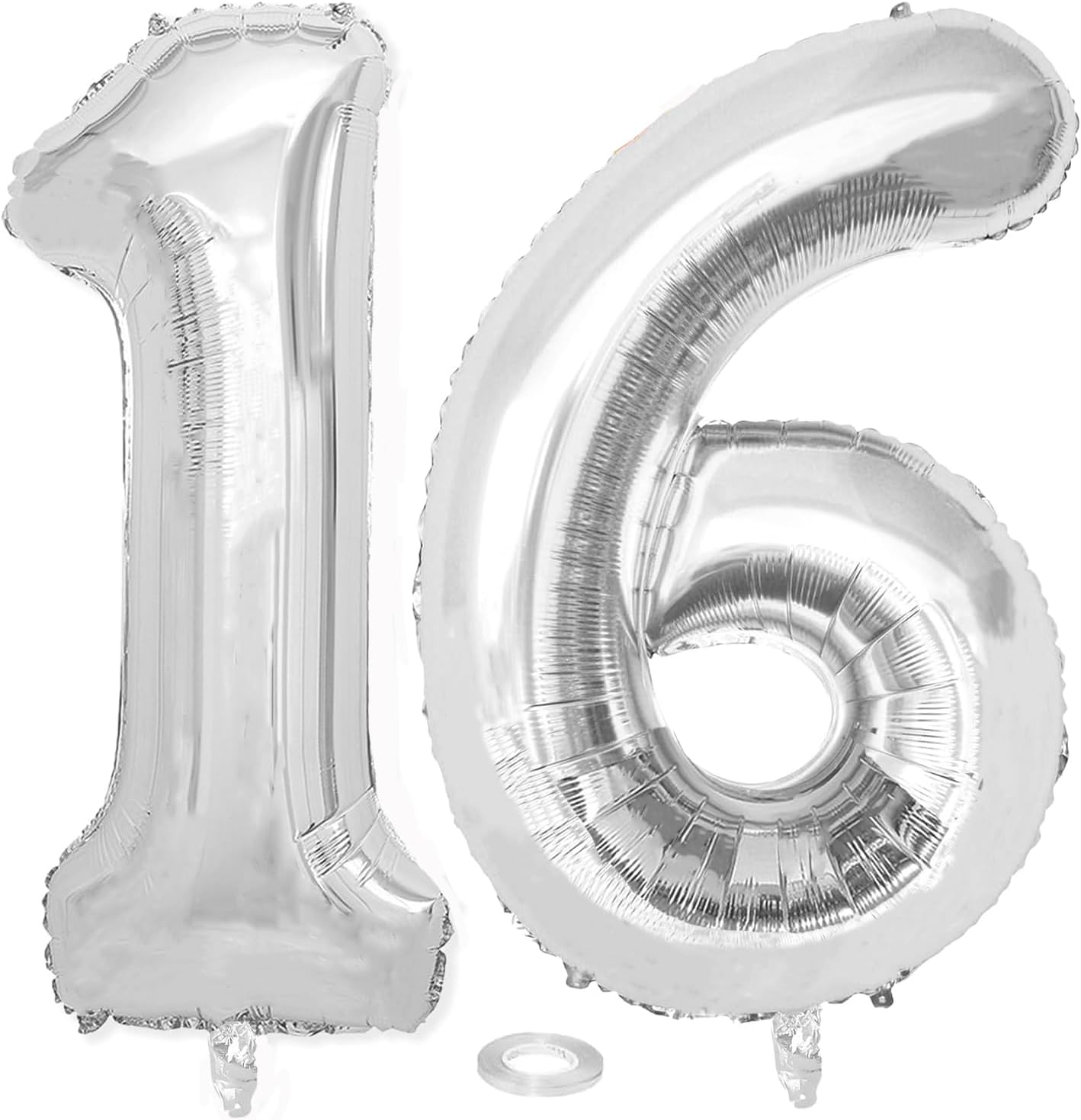Amazon.com: Eokeanon 40 Inch Silver Large 16 Number Balloons Big Number ...