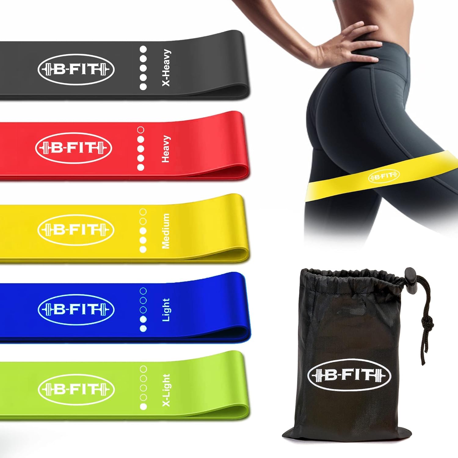 Amazon.com: B-Fit Resistance Loop Bands for Exercising - 5 Power Loops ...