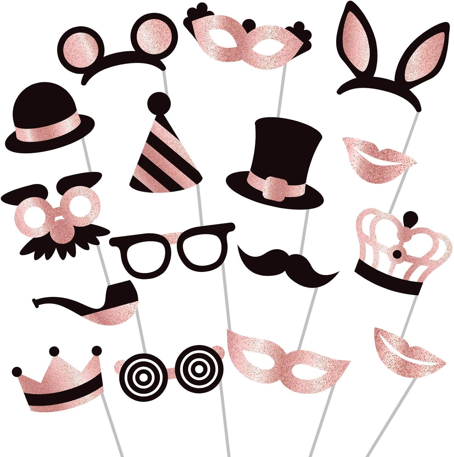 Amazon.com: Rose Gold Party Photo Booth Props - Funny Birthday Photo ...