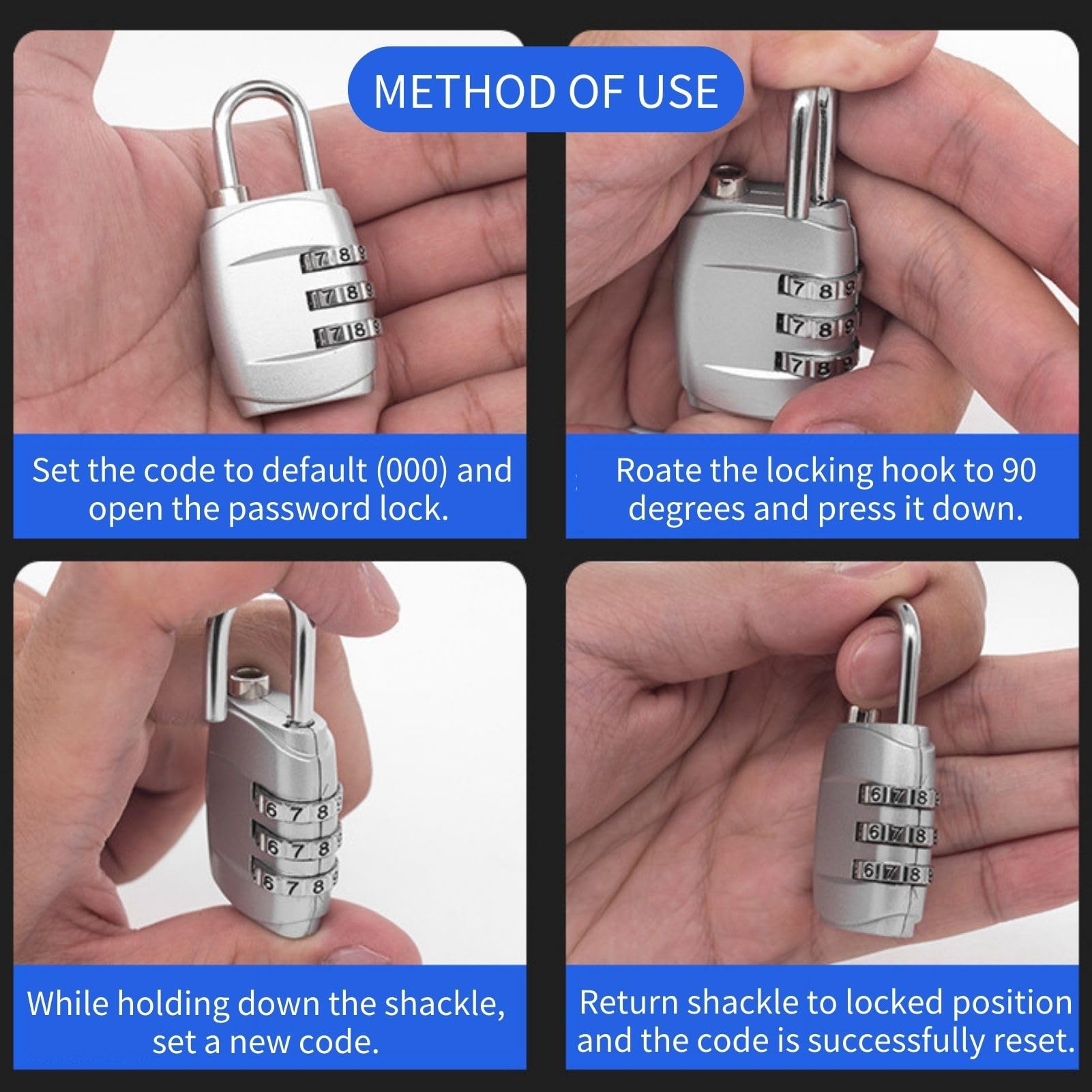 Brillirare Tsa Lock Instructions Pdf 3pcs 3 Digit Combinations Padlock ...