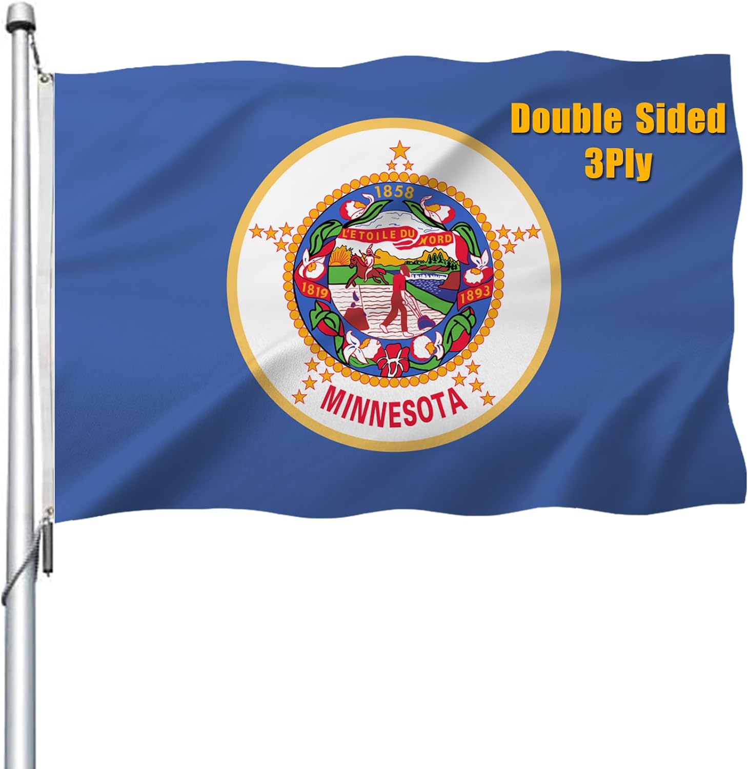 Amazon.com : WANSHUNDE Minnesota Flag 3x5 Outdoor Double Sided - Heavy ...