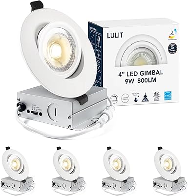 LULIT 4-inch 3CCT Gimbal LED Recessed/Downlight Color Selectable 3000K ...