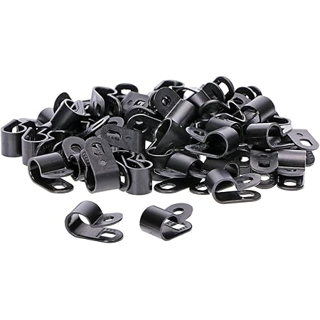 Amazon.com: TOVOT 200 PCS R-Type Clip Cable Clamp 5/16" (8 mm) Black ...