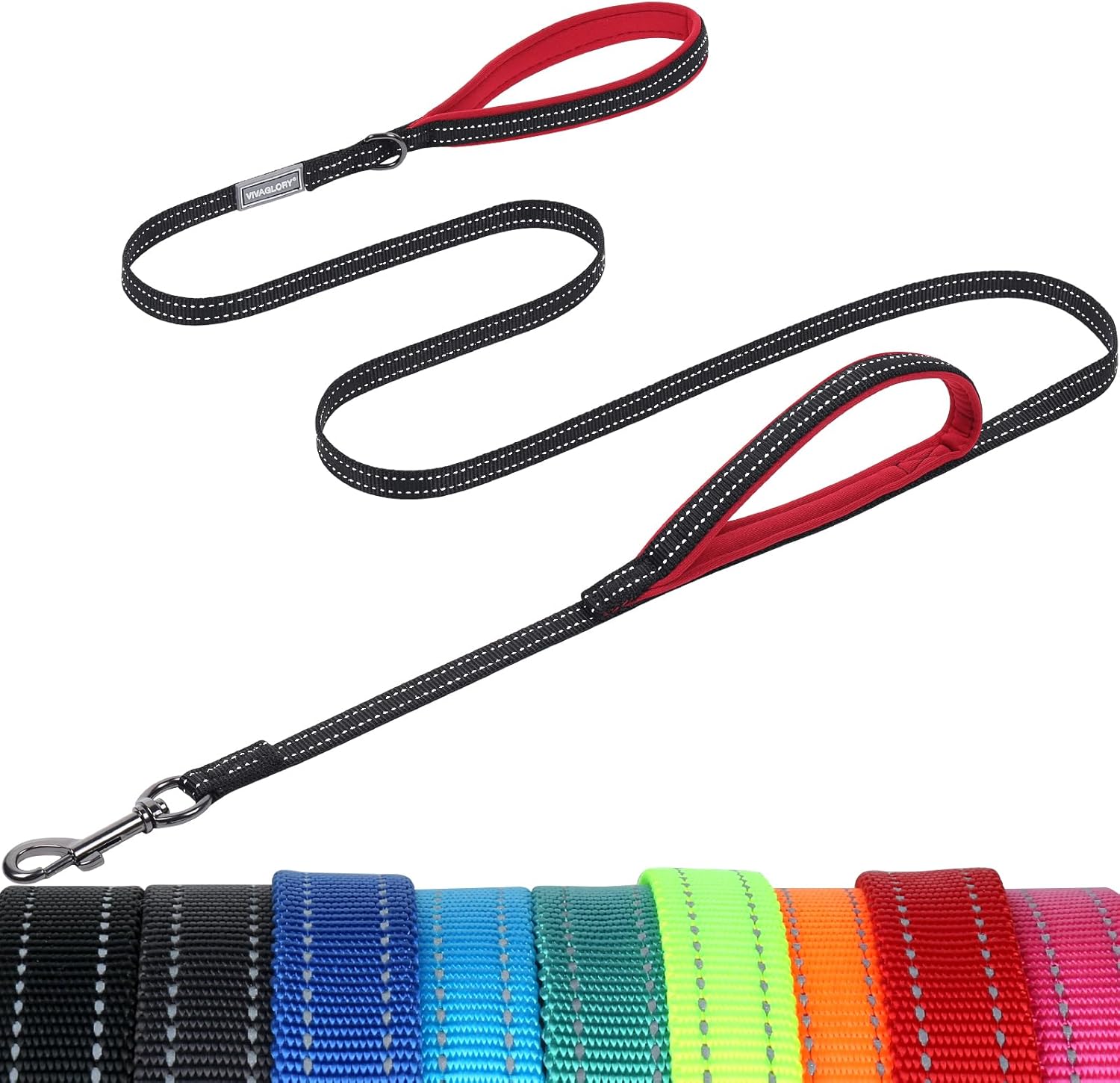 VIVAGLORY Twingrip Dog Lead, Double Handle Dog Lead for Training ...