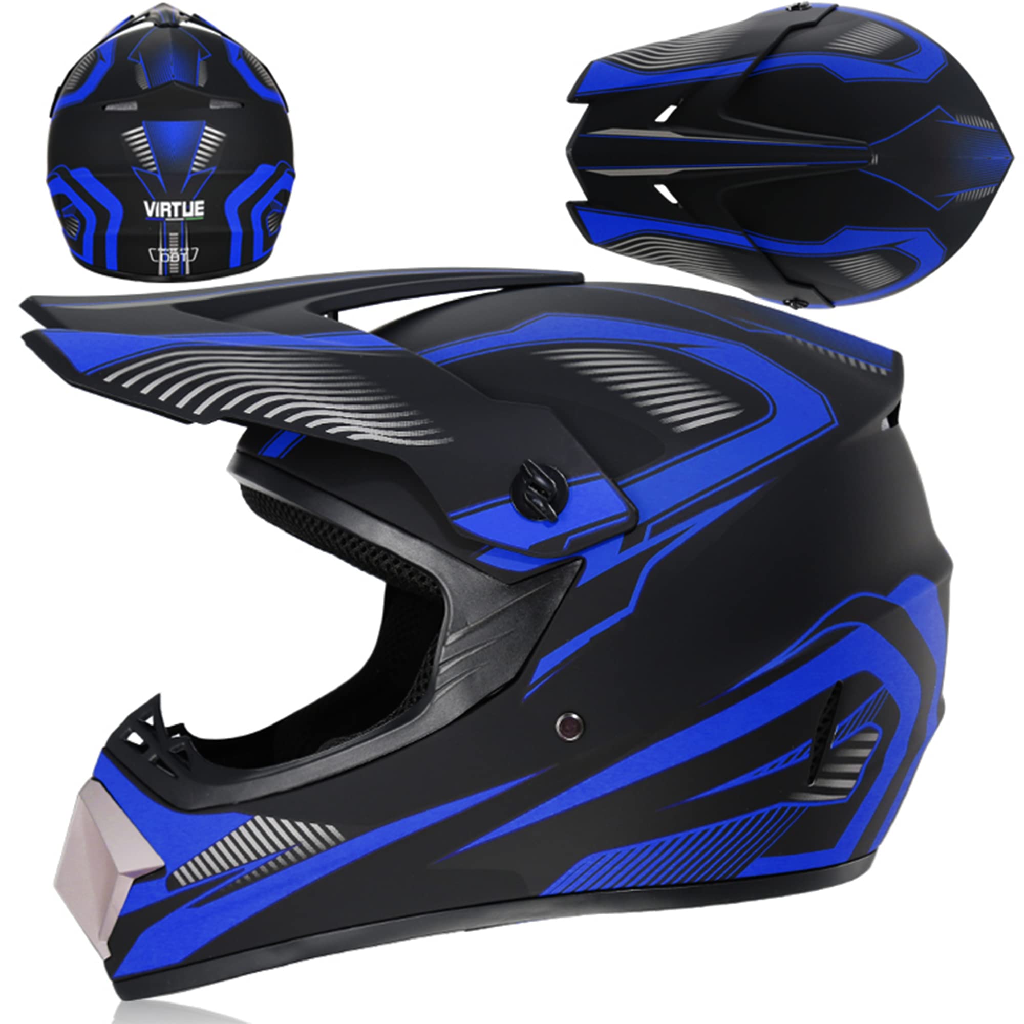 Motocross Fashion Full Face Helmet Set Adult Dirt Bike ATV Motorcycle ...