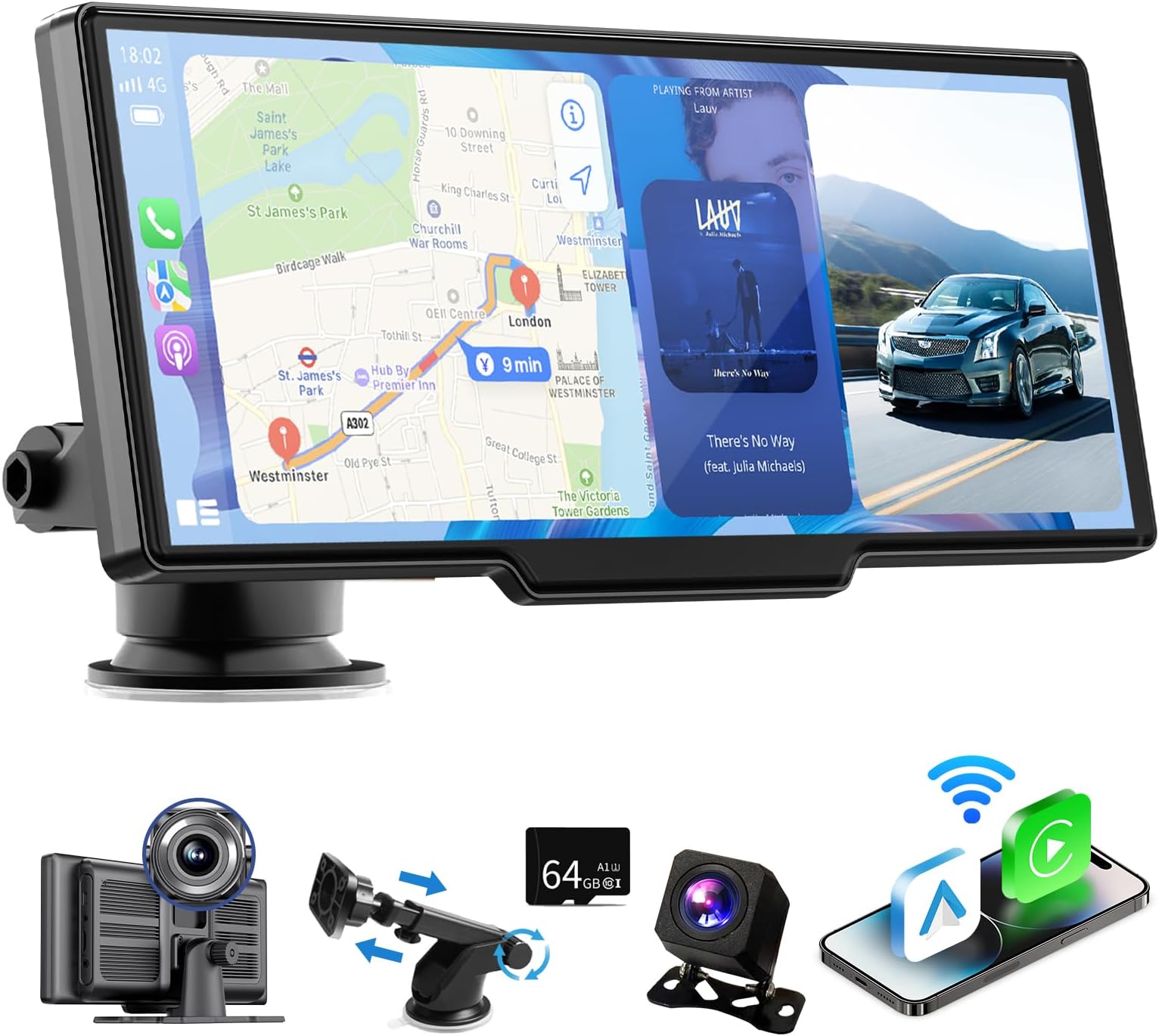 Amazon.com: Wireless Carplay Screen for Car, 10.26" Portable Carplay ...