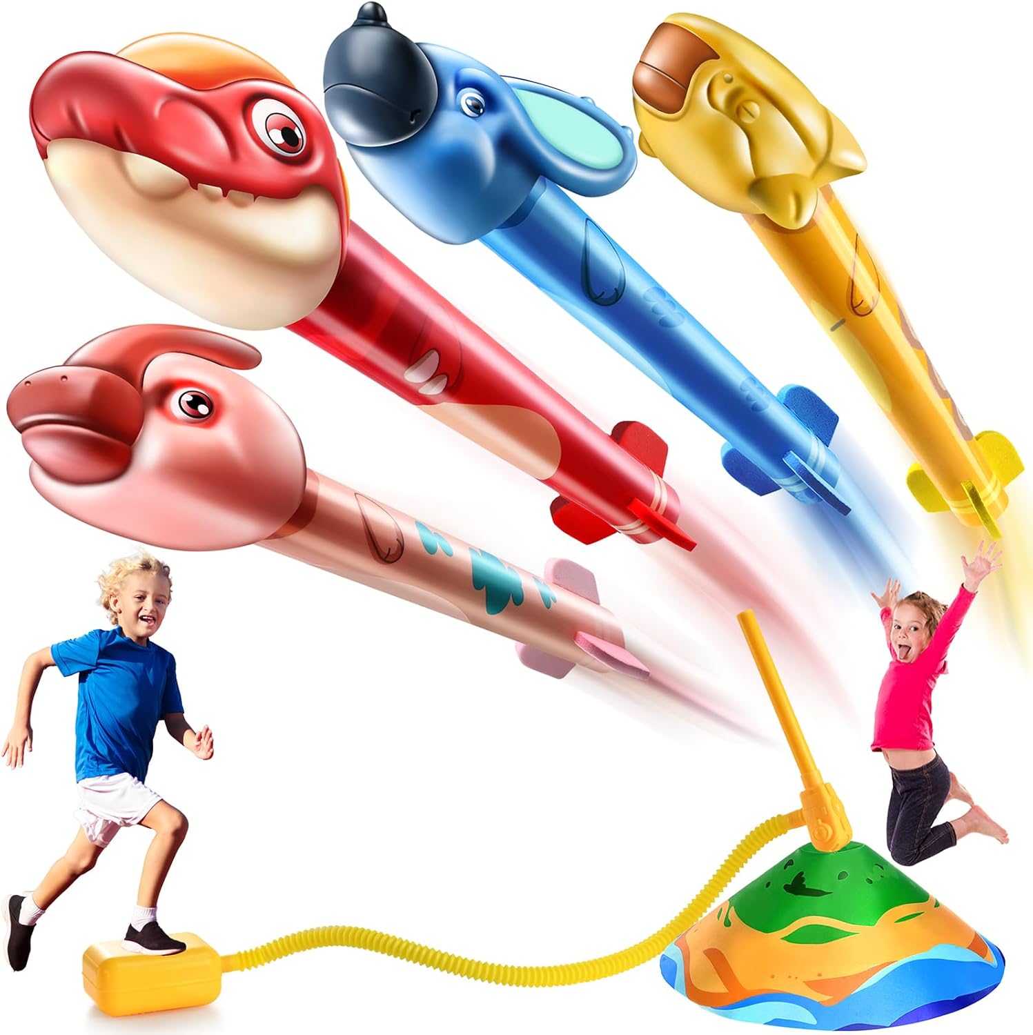 Amazon.com: Dinosaur Rocket Launcher for Kids - 4 Colorful Dino ...