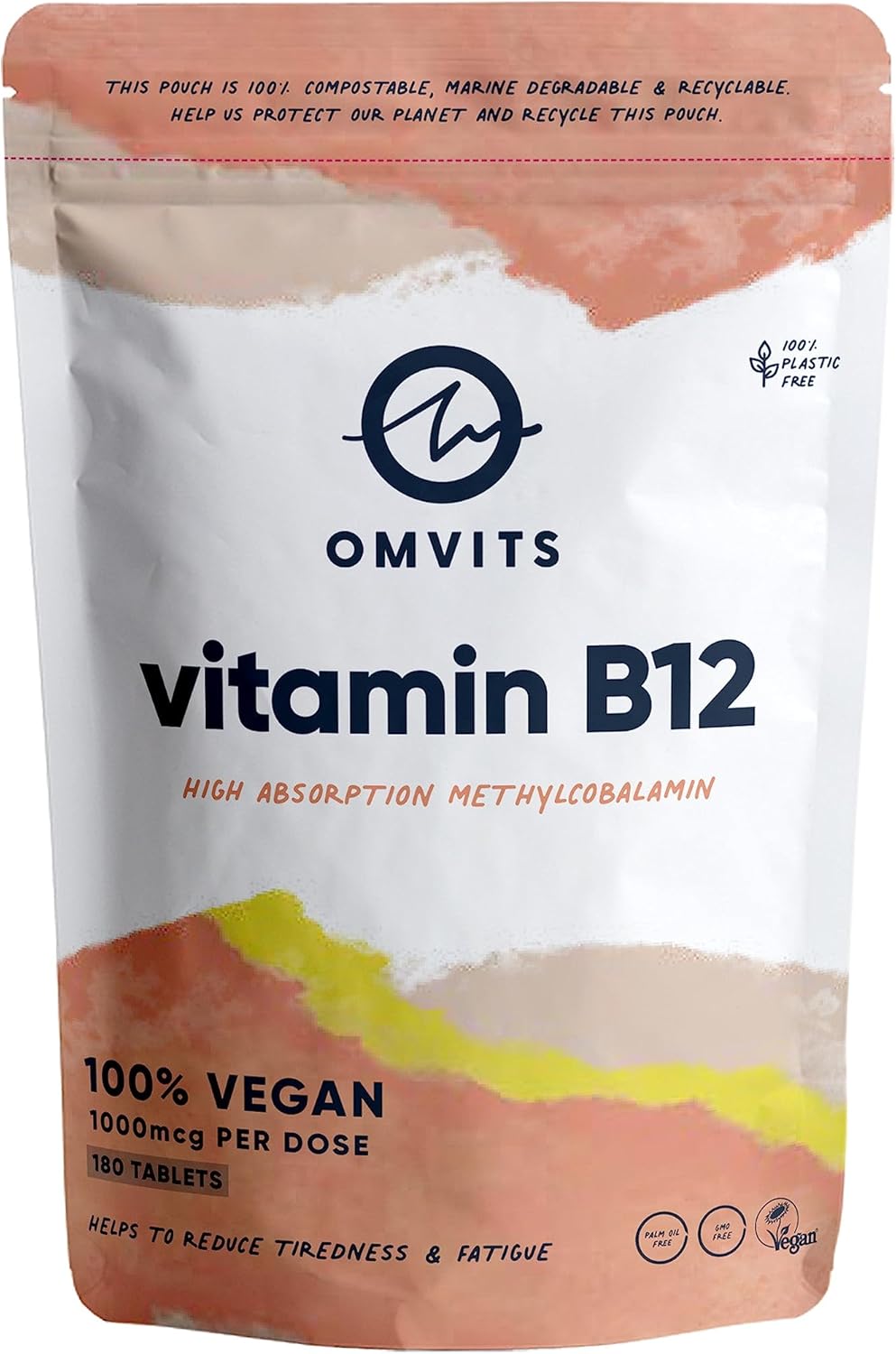 Omvits Vegan Vitamin B12-1000mcg Methylcobalamin - 180 Tablets in 100% ...