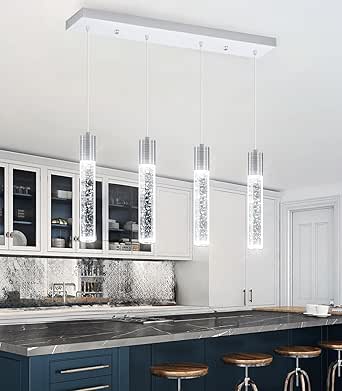 dolria 4-Lights Mini Crystal Pendant Light for Kitchen Island, Modern Led Crystal Chandelier for ...