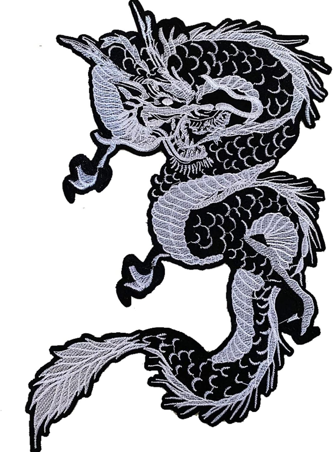 Amazon.com: White Dragon Patches Dragon Embroidered Applique Iron On ...