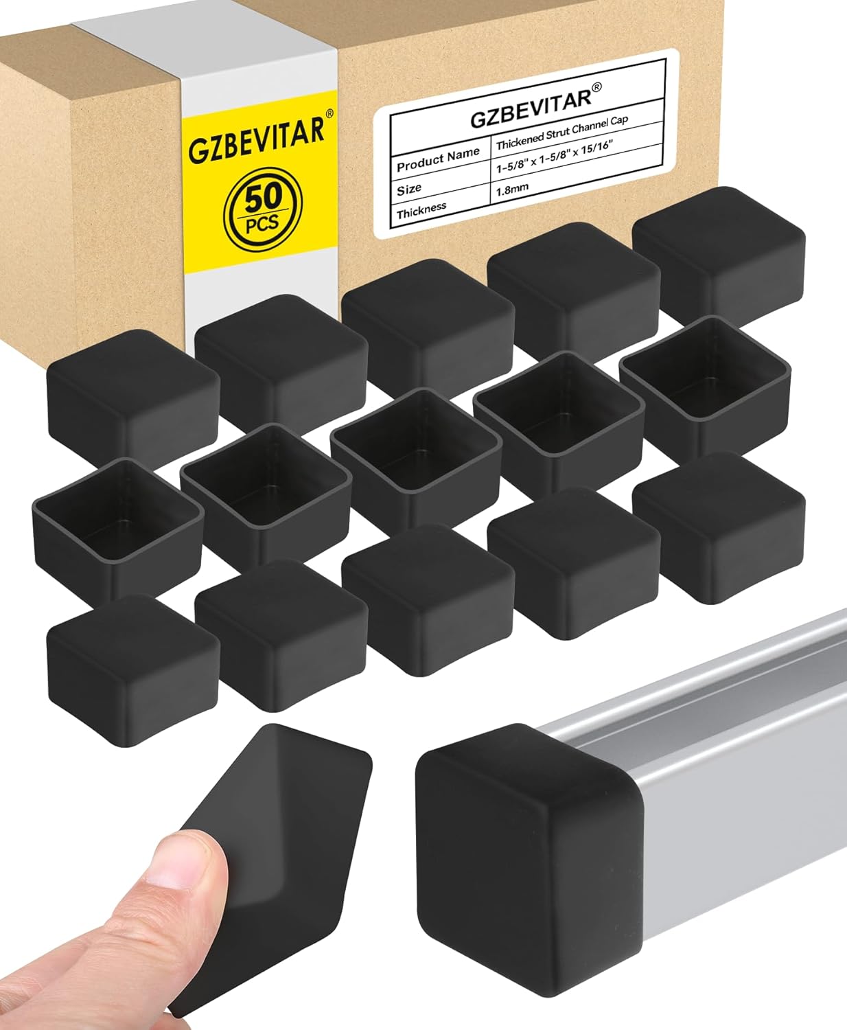 Amazon.com: GZBEVITAR Strut Channel Caps, 1.8mm Thickened Black Plastic ...