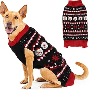 Amazon.com : HAPEE Christmas Sweater for Large Dogs, Santa Pet Clothes ...