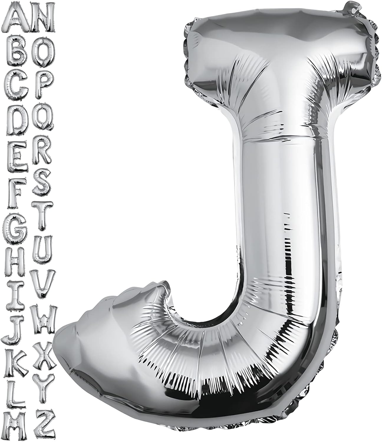 Amazon.com: 40 inch Silver Letter J Balloon, Big Size Alphabet Foil ...