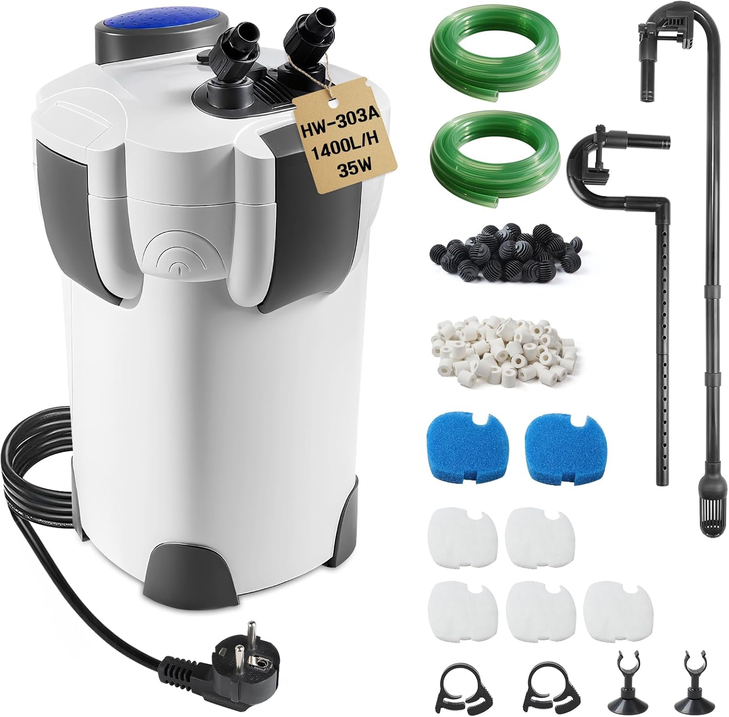 EXLECO Outdoor Aquarium Filter 1400L/H 35W Adjustable External Aquarium ...