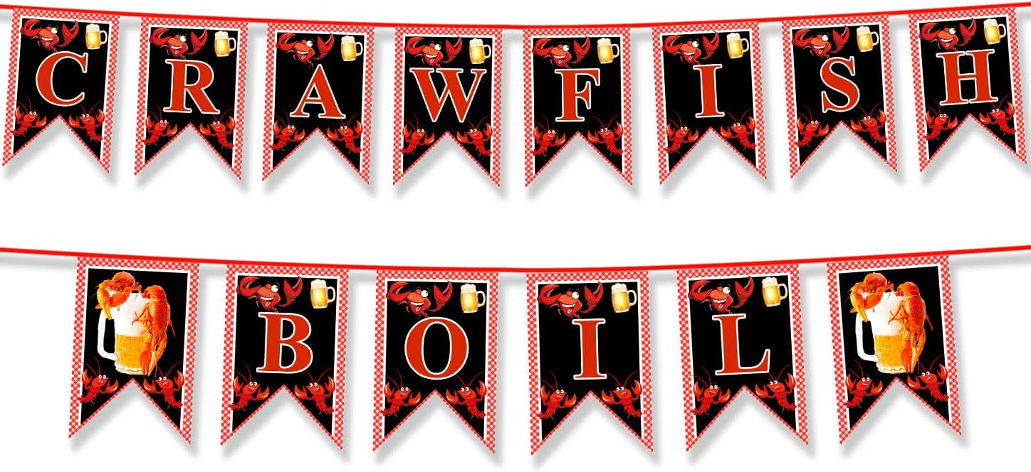 Amazon.com: Crawfish Boil Party Banner, Crawfish Party Decorations and ...