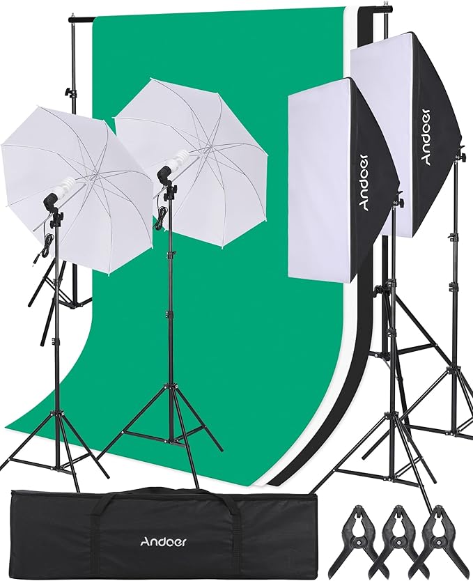 Amazon.com : Andoer Studio Photography Light Kit Softbox Lighting Set ...