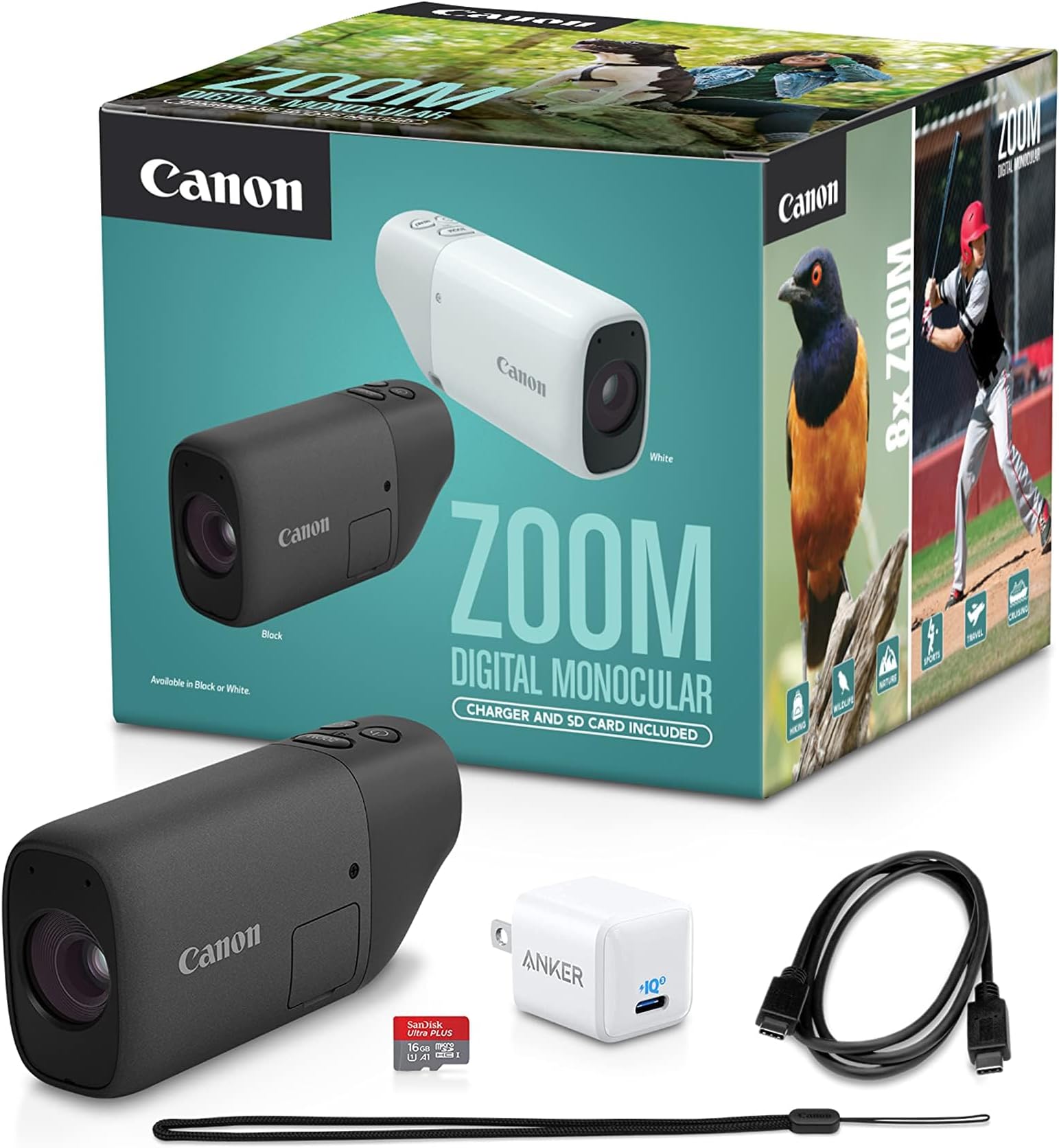 Amazon.com : Canon Zoom Digital Monocular with USB Charger and microSD ...