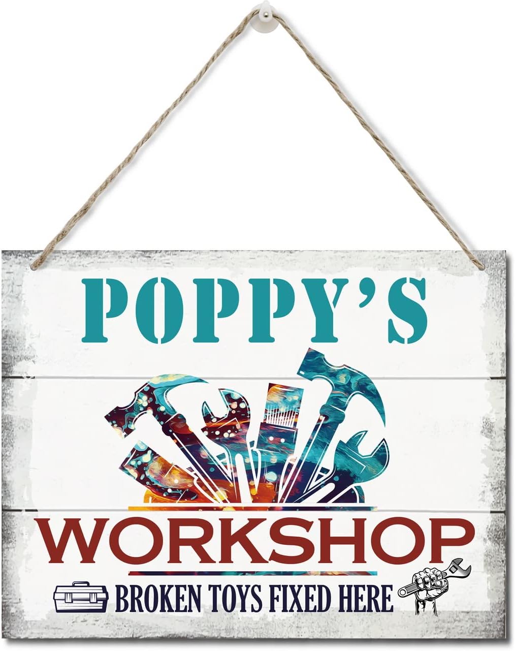 Amazon.com: Rustic "Poppy's Workshop Broken Toys Fixed Here" Wood Sign ...