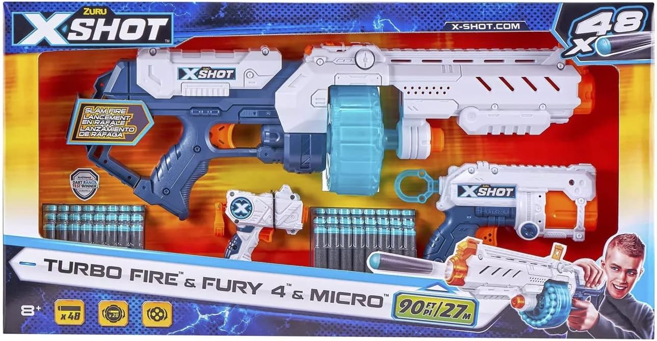 X-Shot Turbo Fire & Fury 4 & Micro Combo Pack By Zuru : Amazon.co.uk ...