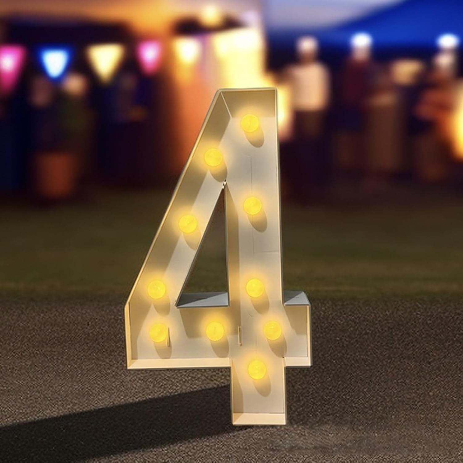 LED Marquee Numbers, White Large Marquee Light Up Number 4, Numbers 0-9 ...