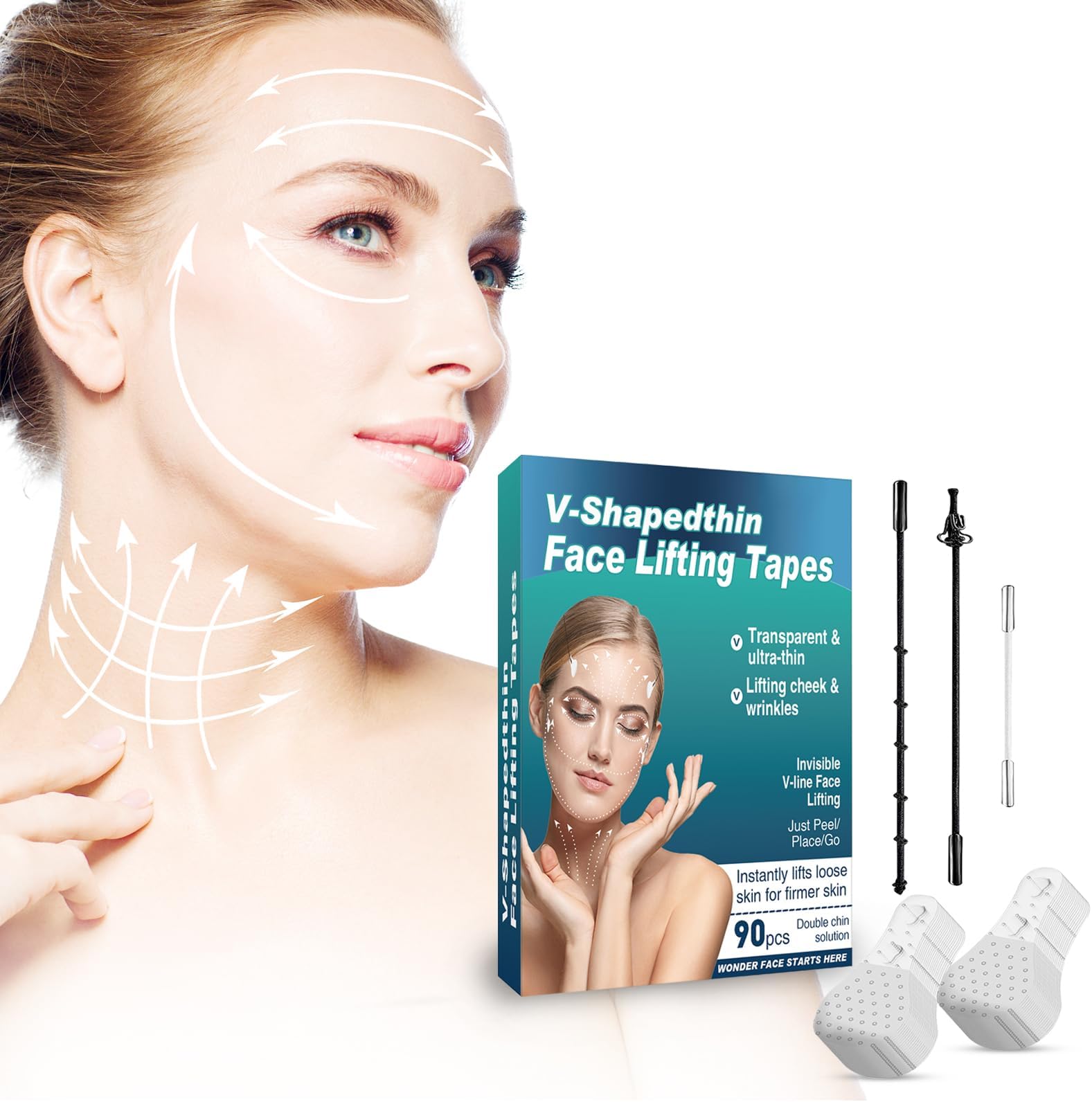 Amazon.com : Topicy Face Lift Tape Invisible, 90pcs Face Lift Tape with ...