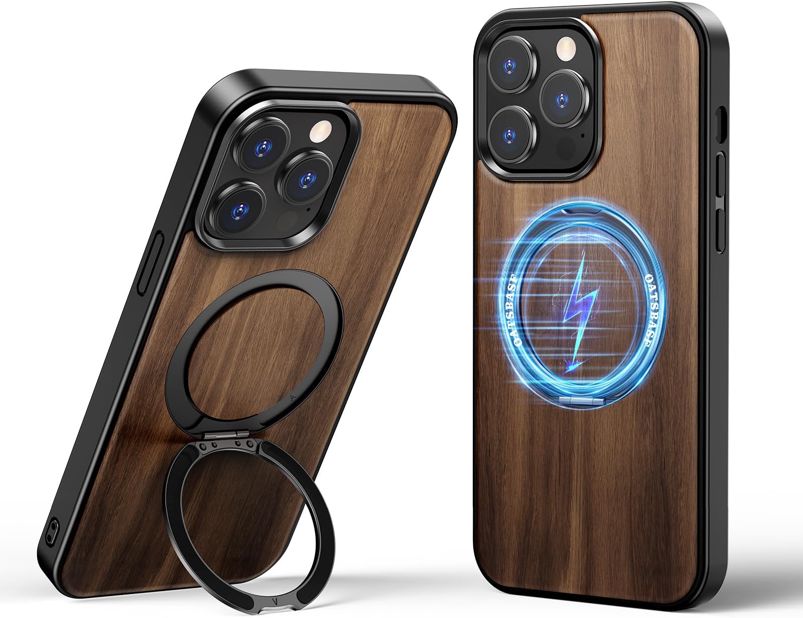 Amazon.com: OGRANEE Frameless Case for iPhone 15 Pro Wood Grain Metal ...