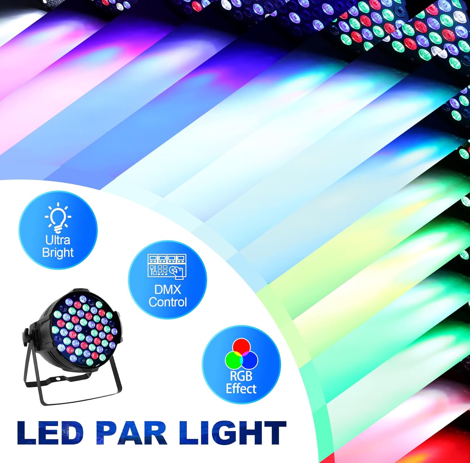 YGREAP 54 pares de luces LED RGB para escenario, 17 modos de ...