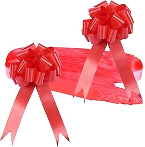 Creaher 30pcs Large Pull Bow Satin Ribbon, Red Pull Bows for Gift ...