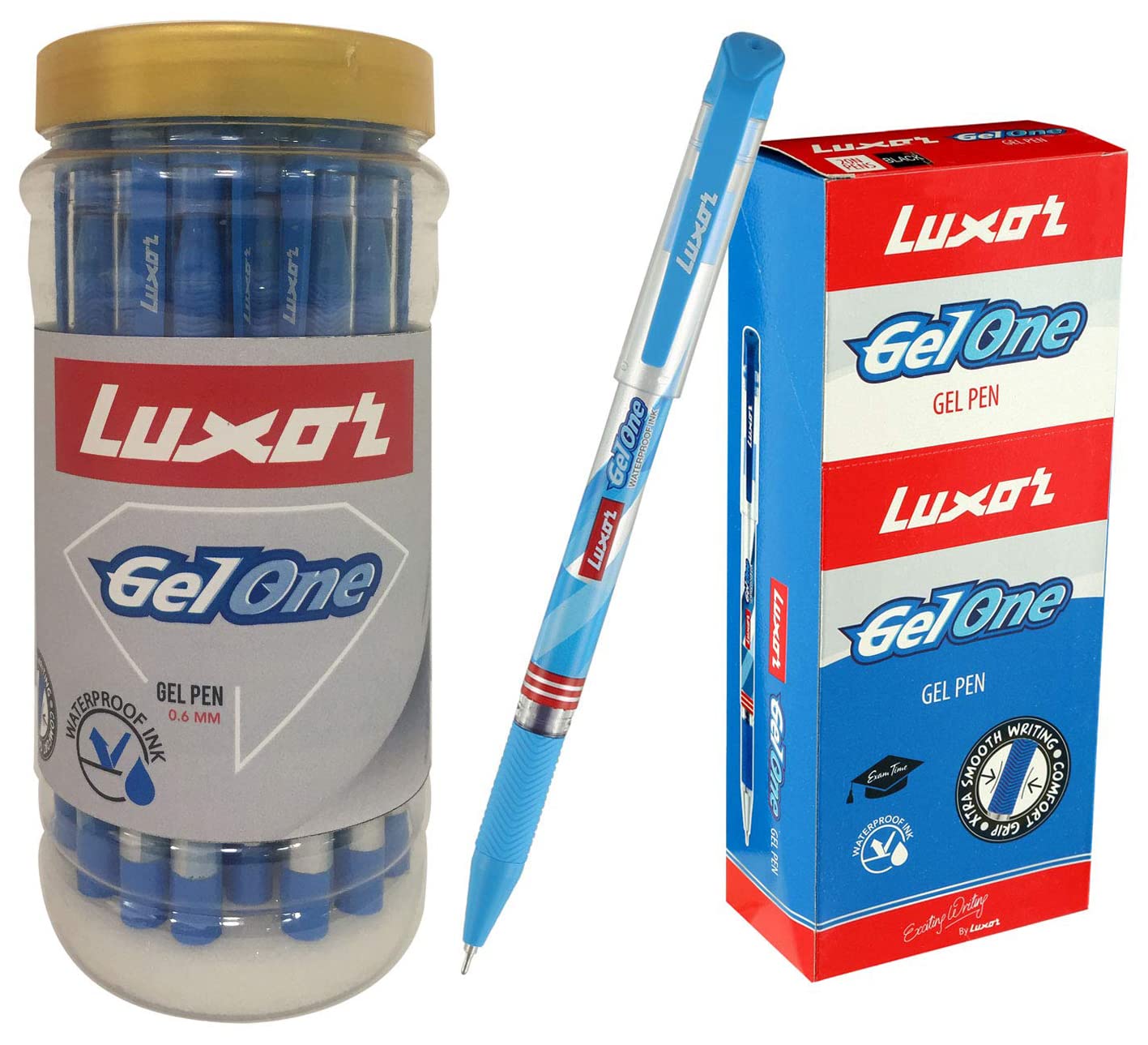 Luxor : Gelone gel Pen Pack of 25 with Jar & Luxor Gel One Ball Pen ...