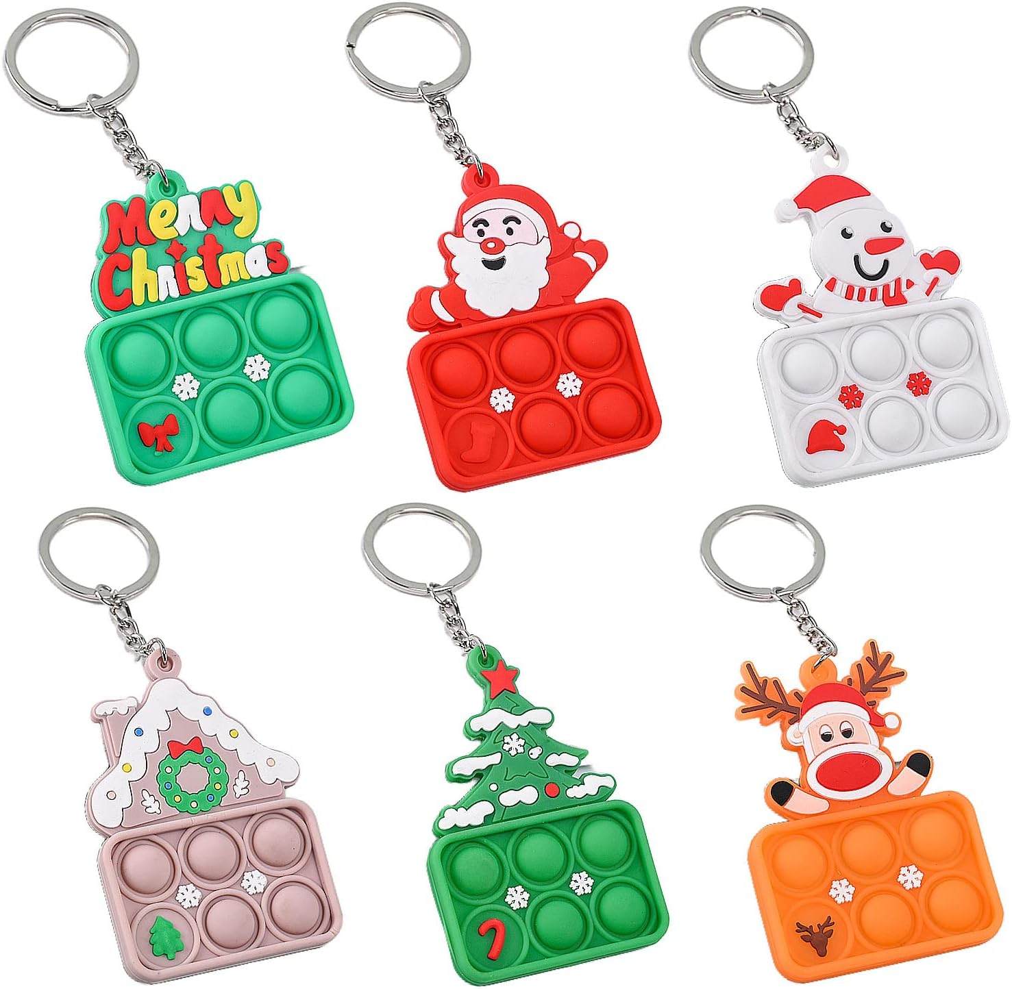 Amazon.com: 6 Pcs Christmas Pop Keychain Fidget Toy Pack, Bubble Fidget ...