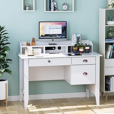 Amazon.com: Yaheetech Writing Computer Desk Secretary Desk with ...