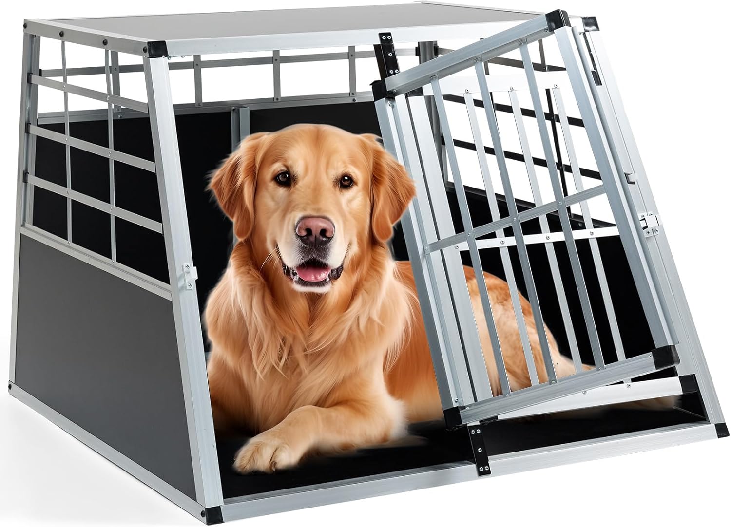 Amazon.com : Yafylly 38 Inch Travel Dog Crate, Double Doors Aluminum ...