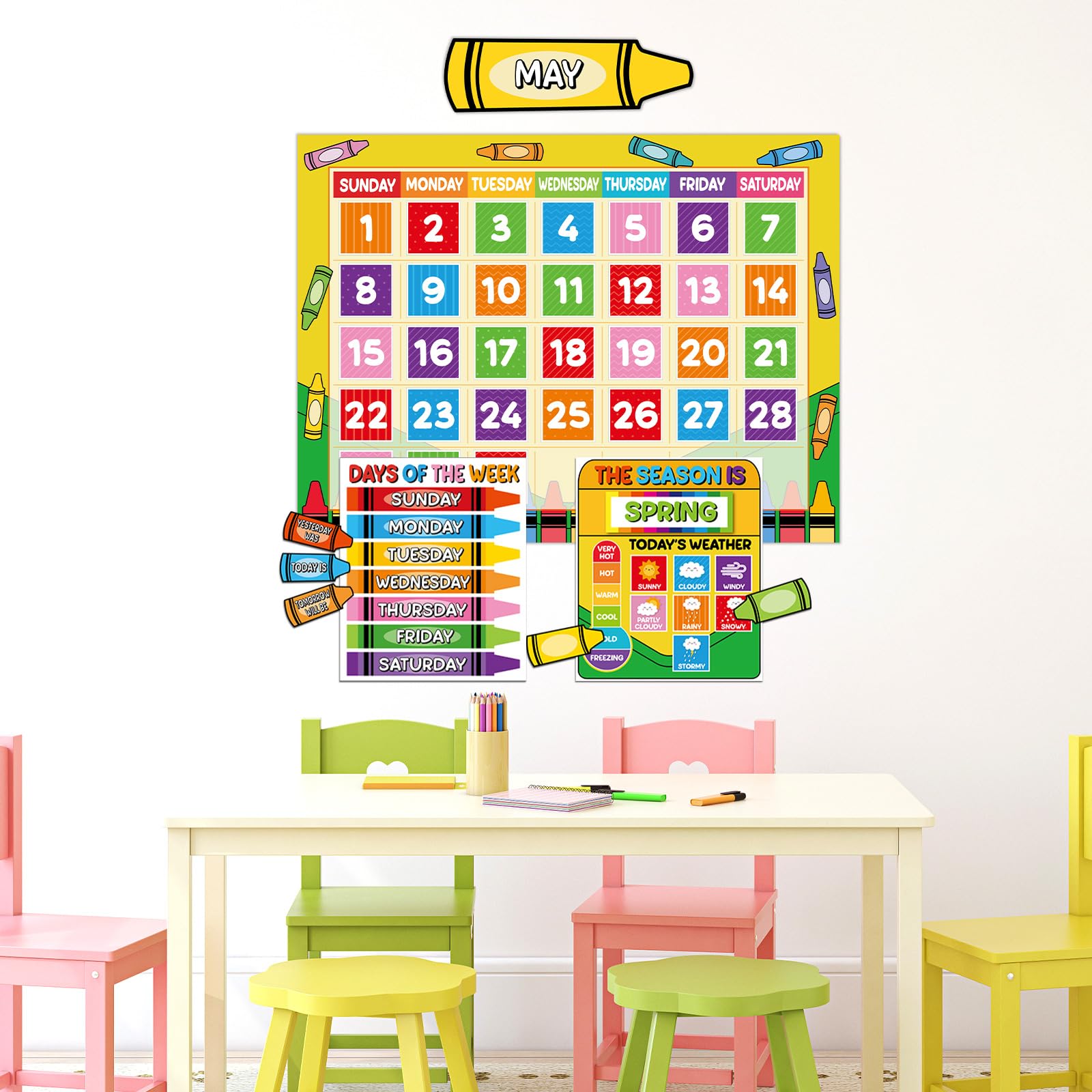 Snapklik.com : Colorful Crayon Calendar Bulletin Board Set Crayons CTP ...