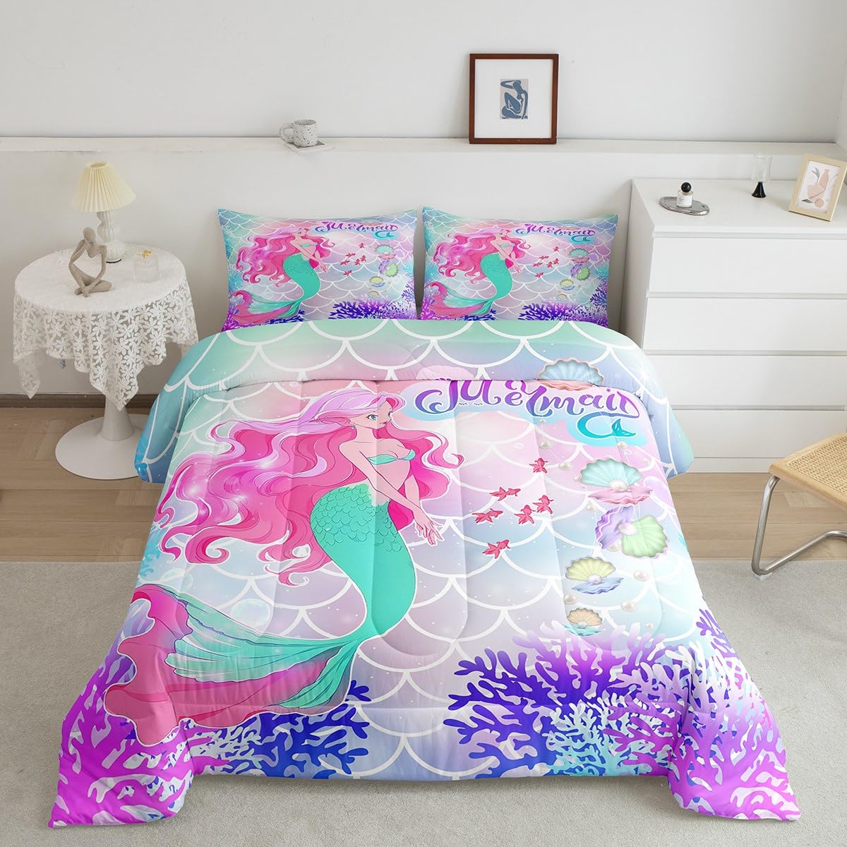 Amazon.com: Feelyou Mermaid Bedding Set Ocean Sea Marine Underwater ...