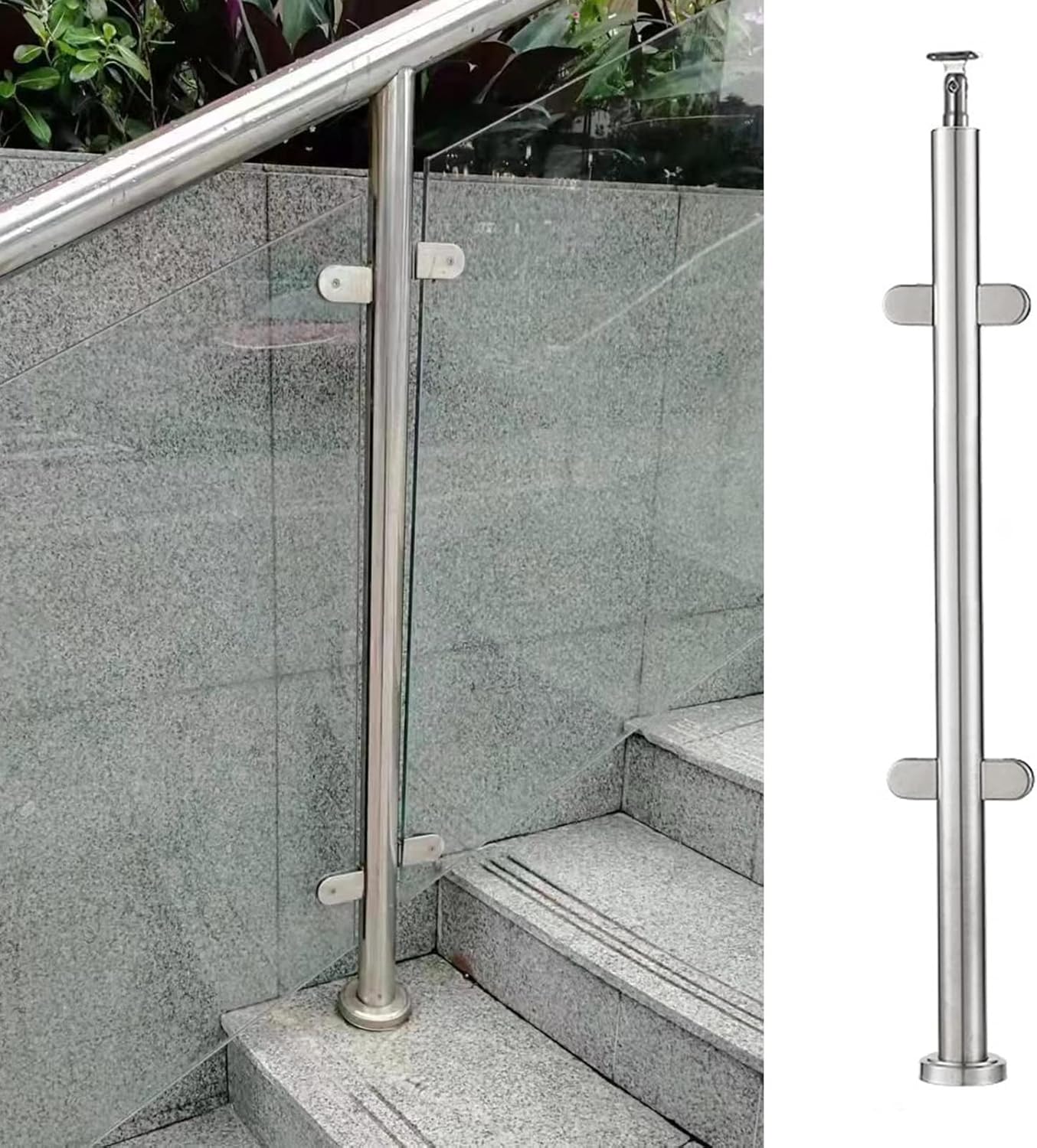Amazon.com: ROYUMI Round Steel Glass Railing Spigot Post, Heavy Duty ...