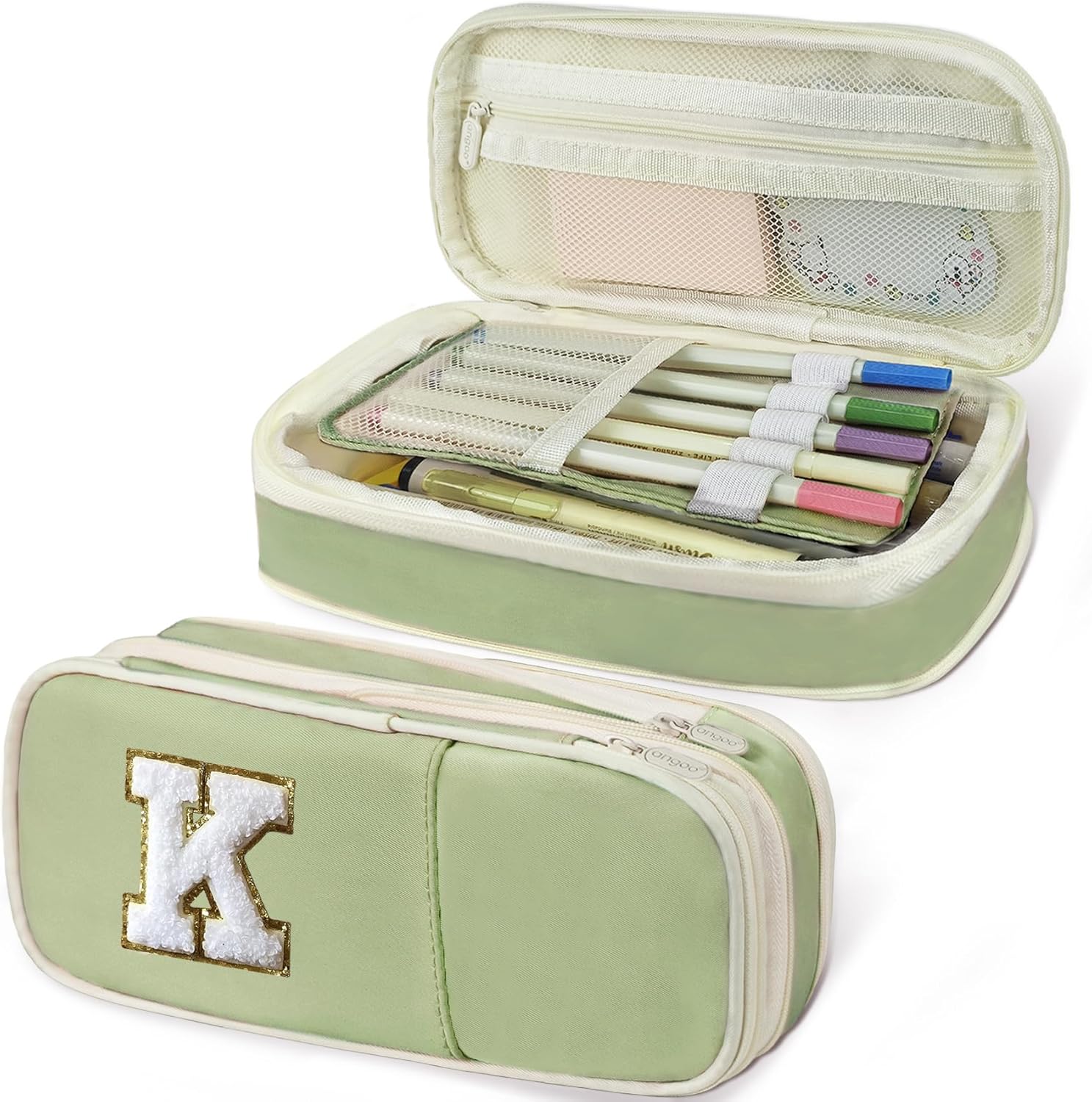 Amazon.com: Preppy Pencil Case for School Supplies, Initial Large Pink ...