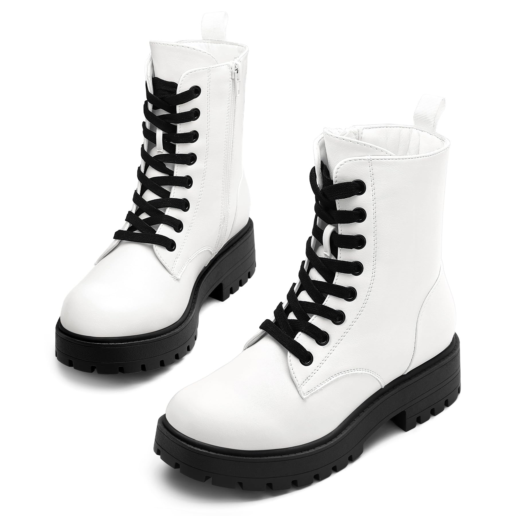 Snapklik.com : Mysoft Womens Combat Boots Platform Chunky Low Heel Lace ...