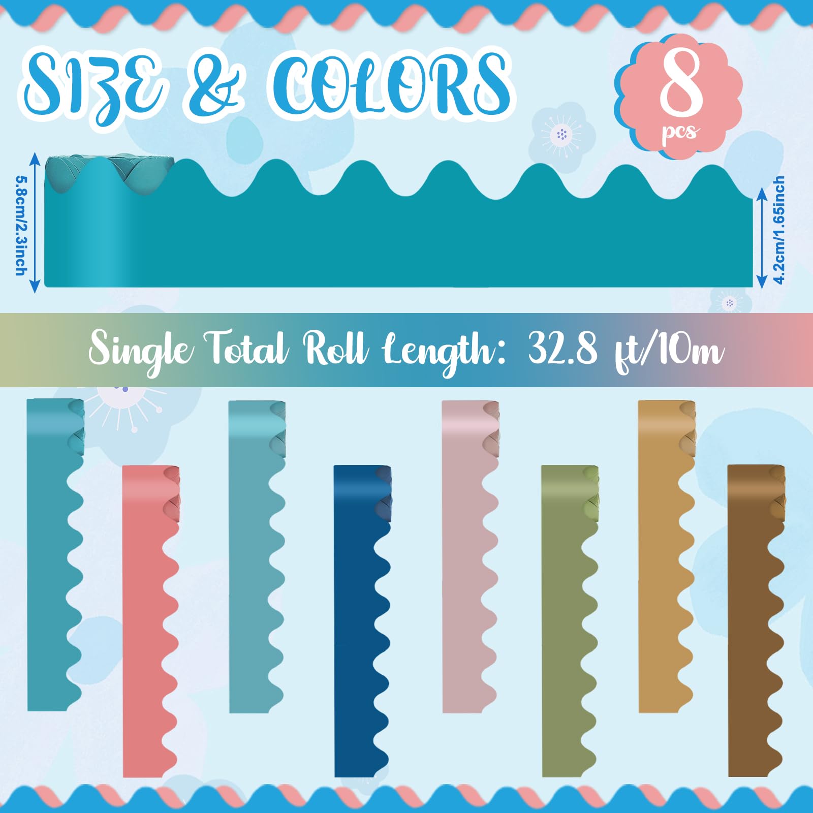 Snapklik.com : 8 Rolls Scalloped Bulletin Board Borders - 262.4 Feet ...